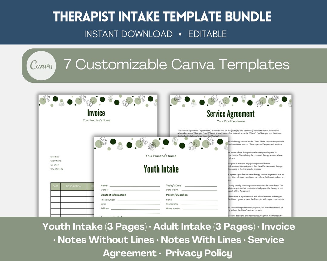 Therapy/counseling Intake Form Bundle--polka Dot Design - Etsy