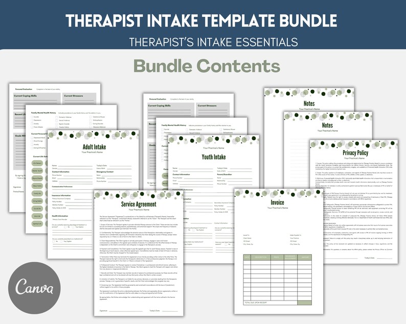 Therapy/counseling Intake Form Bundle--polka Dot Design - Etsy