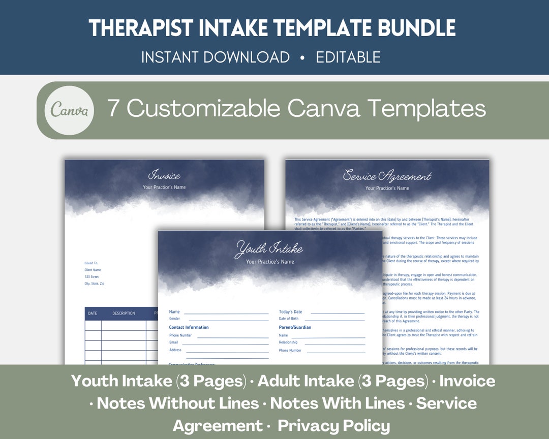 Therapy/counseling Intake Form Bundle - Etsy