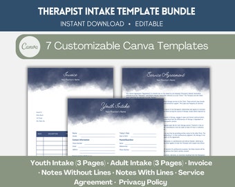 Psychotherapy Documentation Bundle, Client Intake Form, Interventions ...