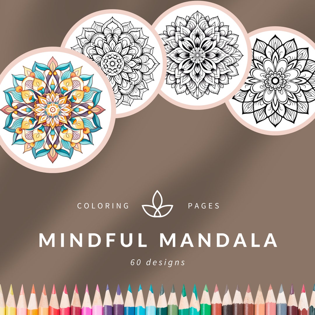 Coloring Pages Adults, Mandala, Mindful, Mandala Bundle, Mindfulness ...