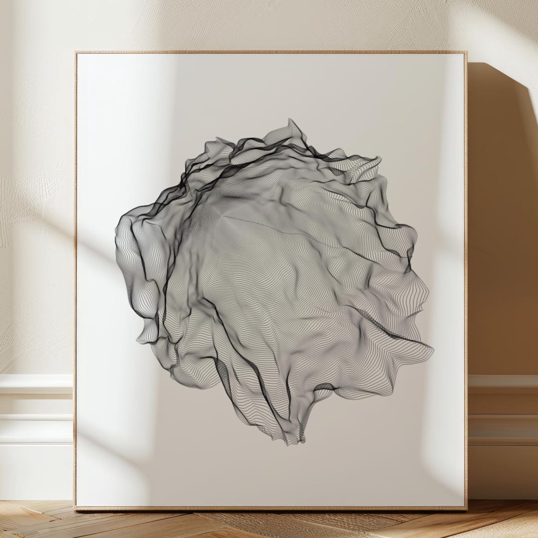 A3 Pen Plotting, Generative Art, Wall Art, Ink on Paper, Code, Modern Art, Line Drawing, Floral ...