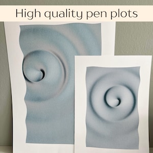 A3 Pen Plotting, Generative Art, Wall Art, Ink on Paper, Code, Modern Art, Line Drawing, Wave ...