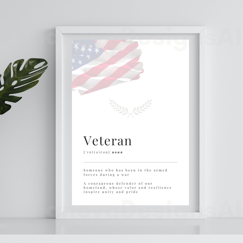Veteran Definition Gift, Veteran Gift, Veteran Definition, Wall Art ...