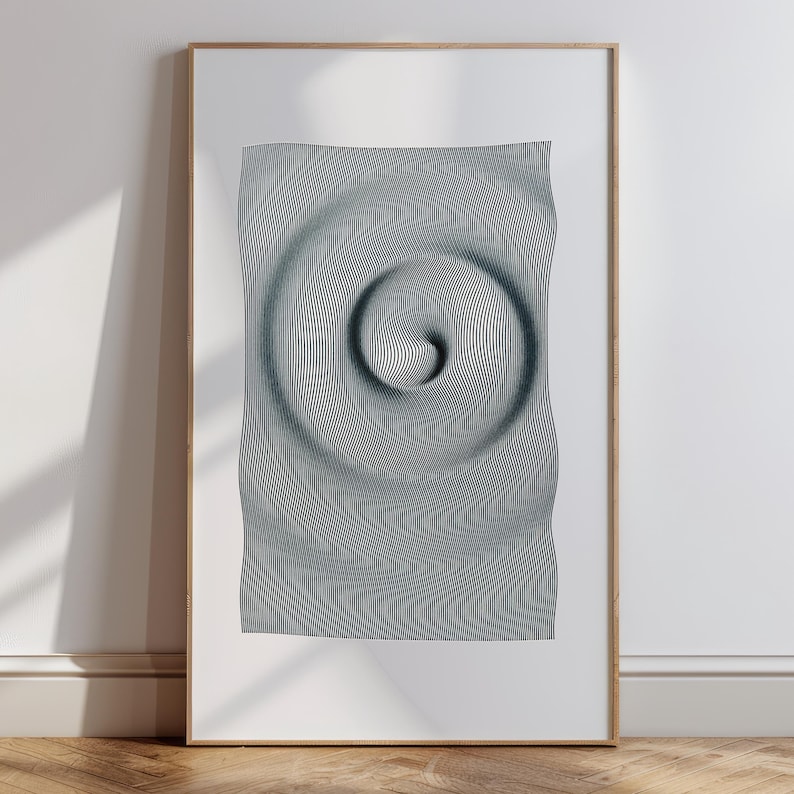 A3 Pen Plotting, Generative Art, Wall Art, Ink on Paper, Code, Modern Art, Line Drawing, Wave ...