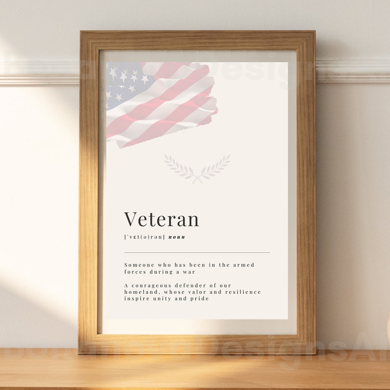 Veteran Definition Gift, Veteran Gift, Veteran Definition, Wall Art ...