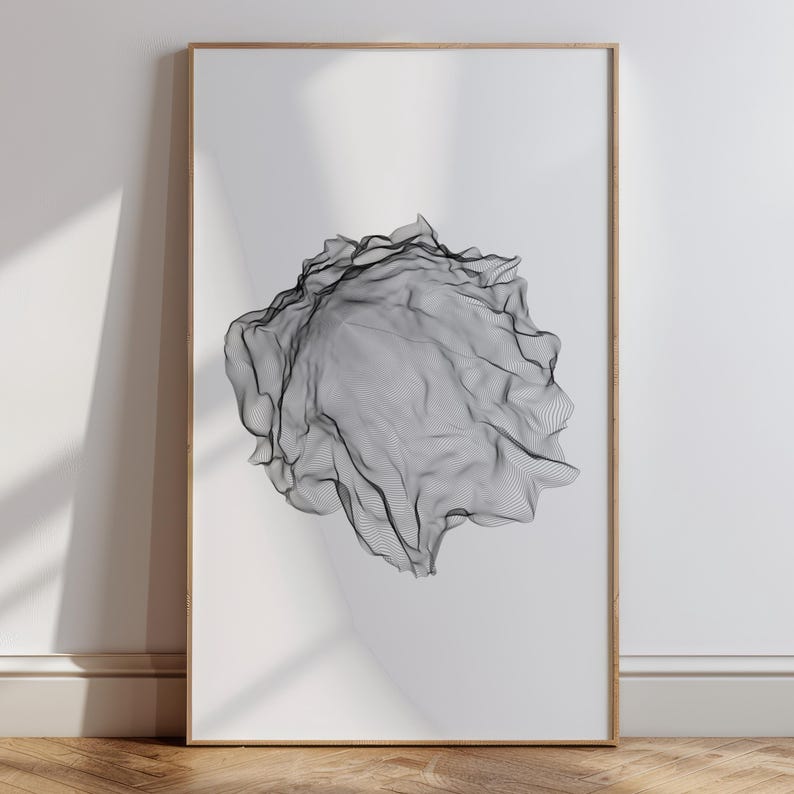 A3 Pen Plotting, Generative Art, Wall Art, Ink on Paper, Code, Modern Art, Line Drawing, Floral ...