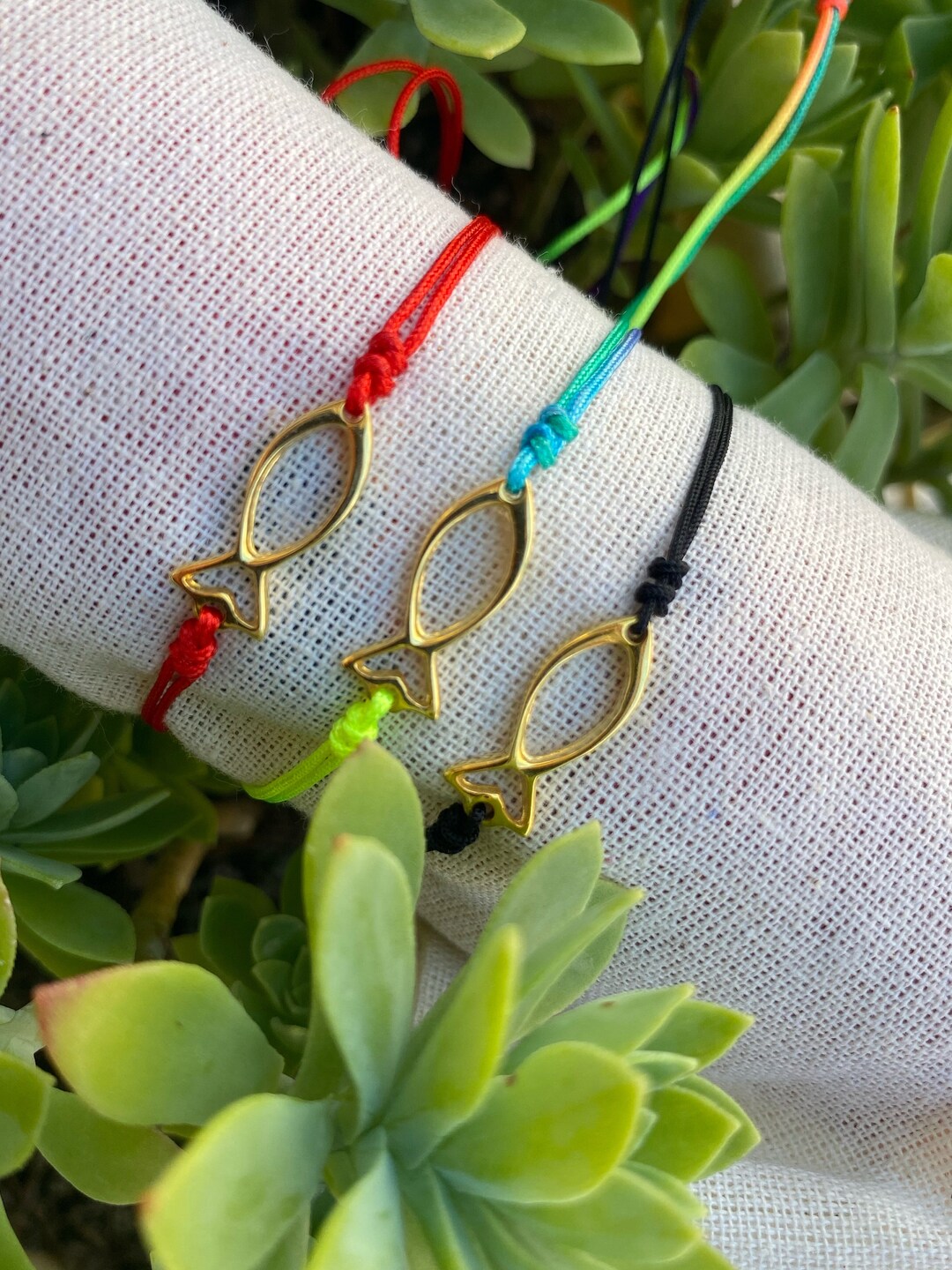 925 Sterling Silver Fish Bracelet,adjustable Red String Bracelet,luck ...