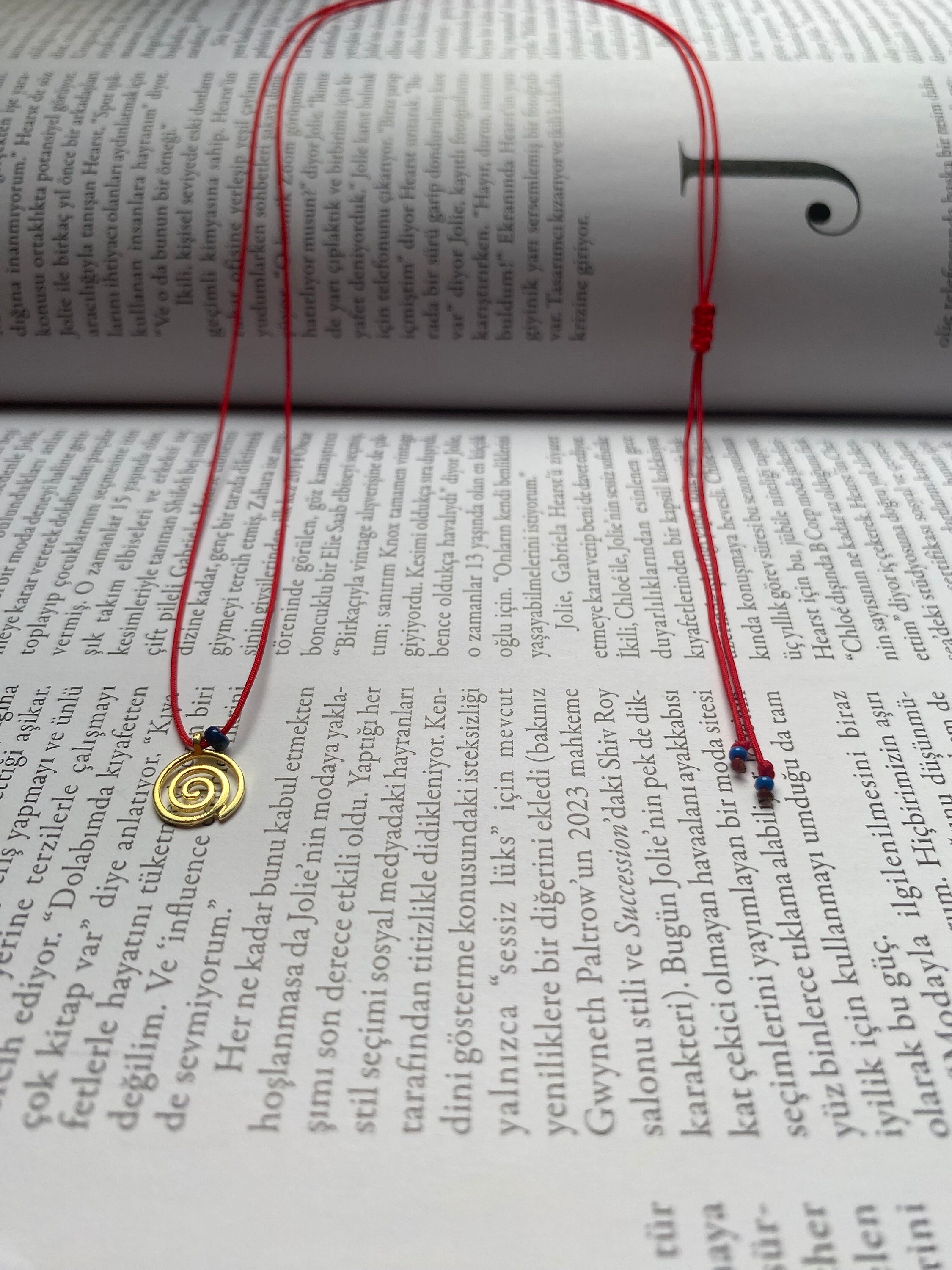 Gold Plated Spiral Necklace on Red String for Women – Minimalist Lucky ...