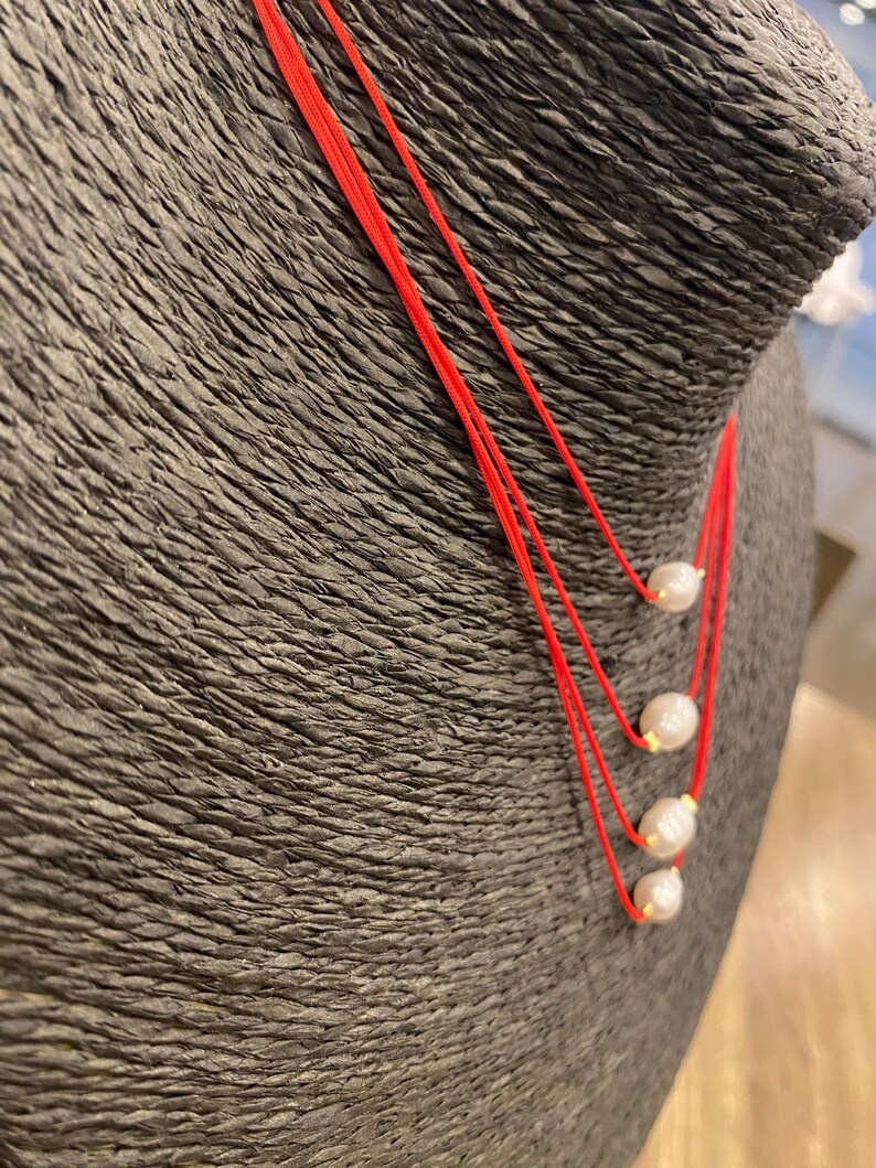925 Red String Necklace, Fresh Water Pearl Necklace, Protection Jewelry ...