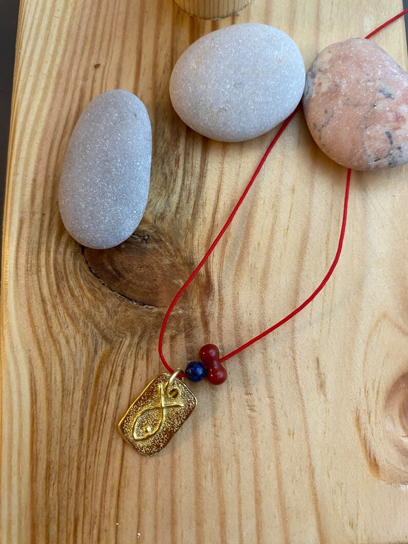 Red String Fish Plate, 925 Sterling Silver Gold Charm, Waterproof Lucky ...