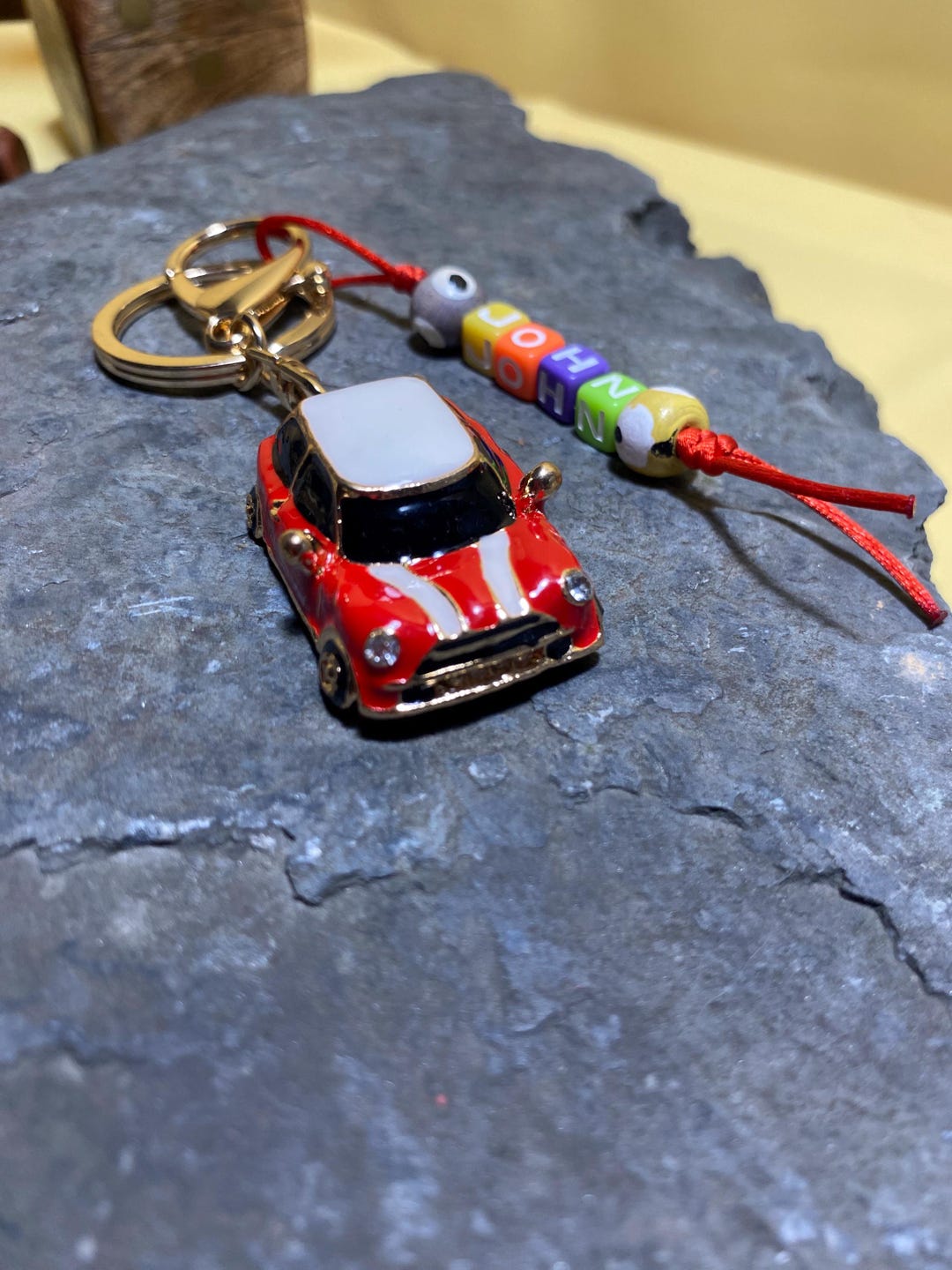Vintage Car Mini Cooper Keychain, Metal Keyring With Rhinestones - Etsy