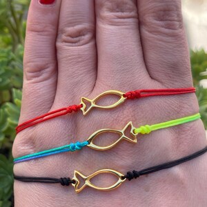 925 Sterling Silver Fish Bracelet,adjustable Red String Bracelet,luck ...