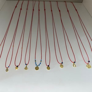 Gold Plated Spiral Necklace on Red String for Women – Minimalist Lucky ...