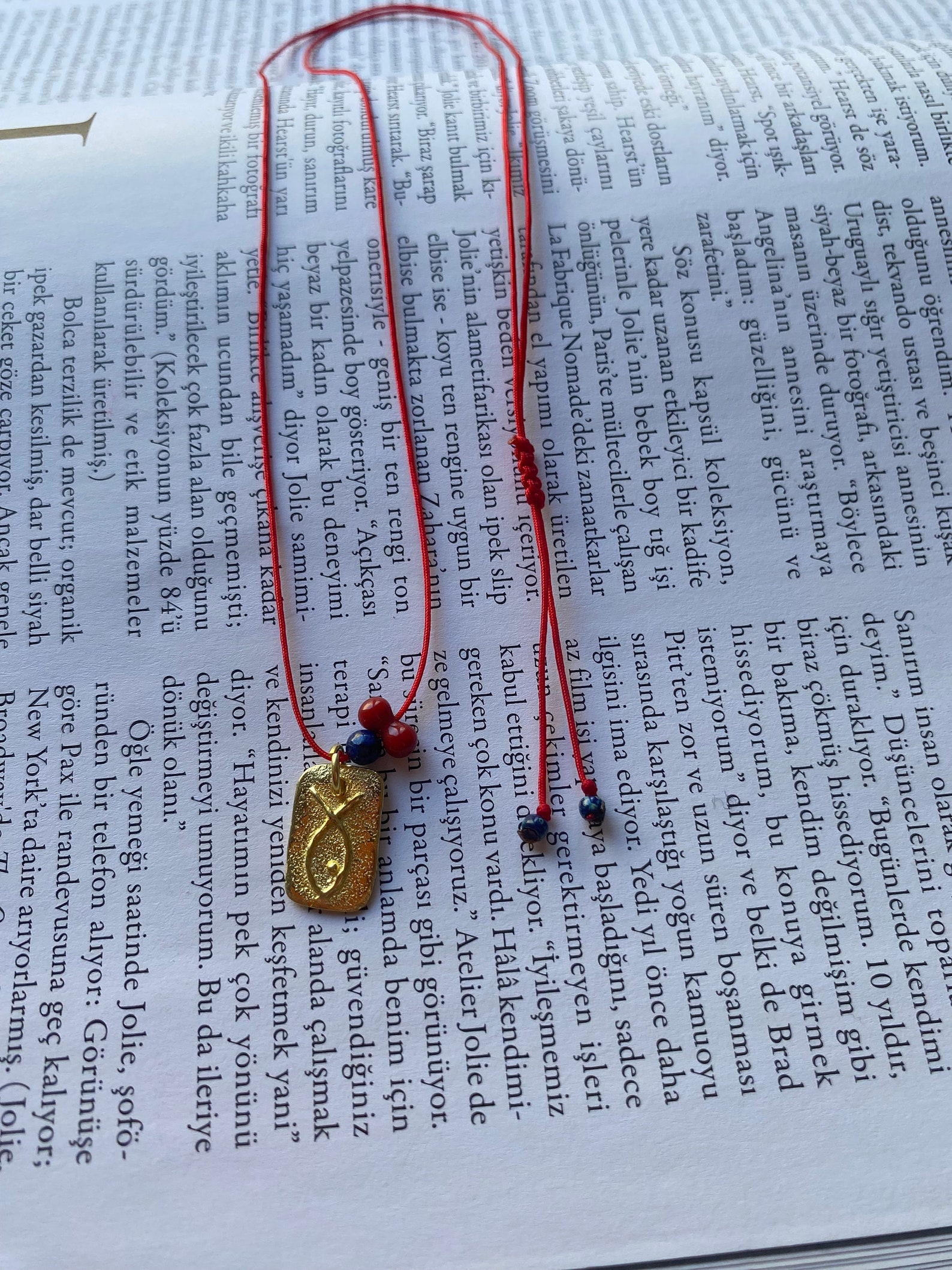 925 Sterling Silver Fish Necklace, Gold Fish Necklace, Red String ...