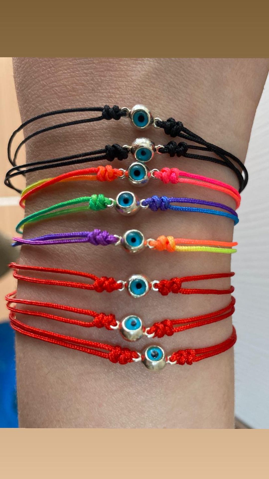 Evil Eye Cord Bracelet: Sterling Silver Bead, Adjustable String Anklet ...