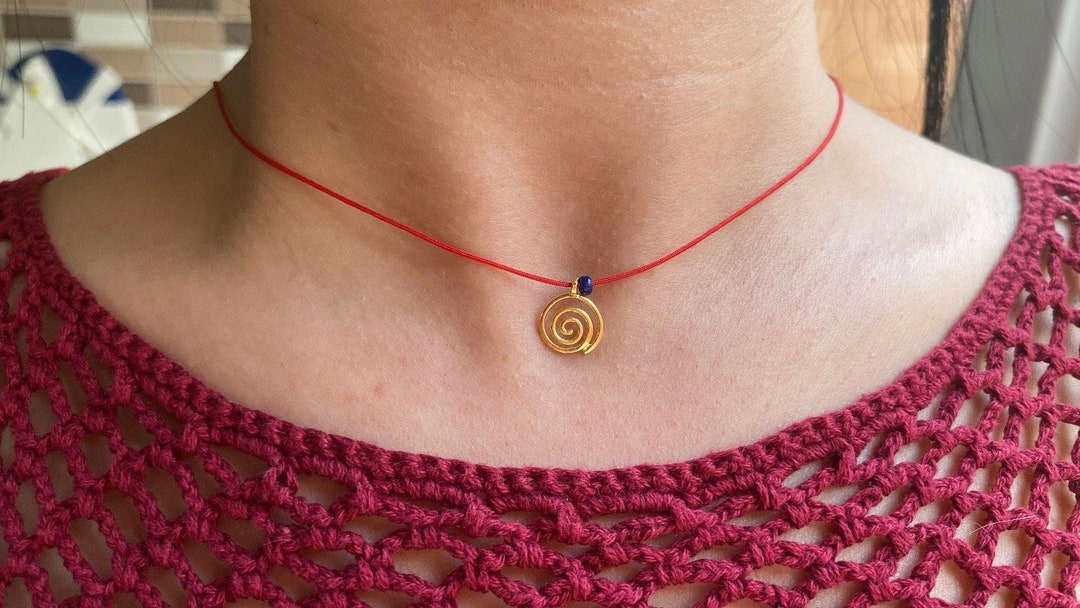 Gold Plated Spiral Necklace on Red String for Women – Minimalist Lucky ...