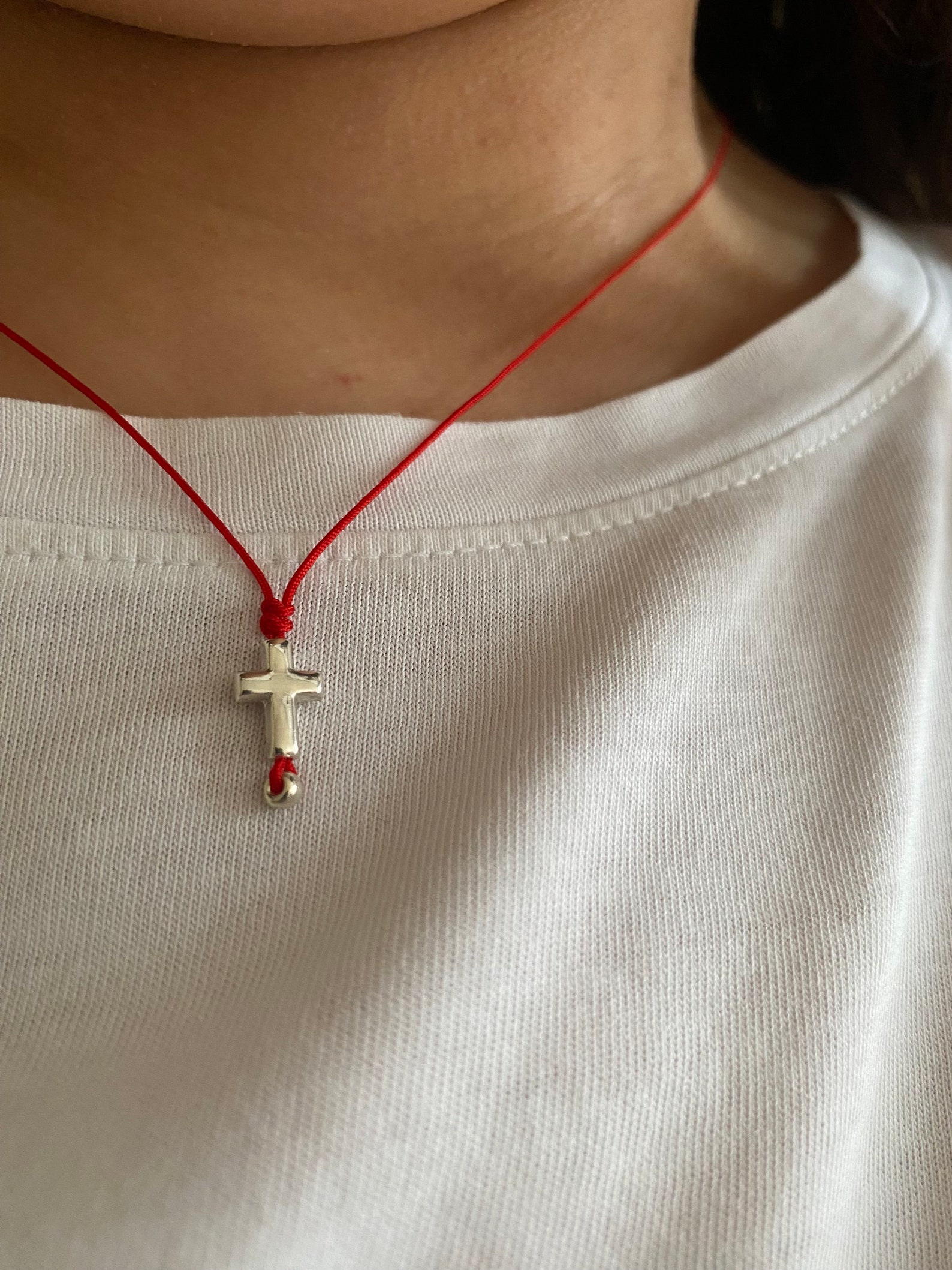 Red String Cross Bracelet 925 Sterling Silver Tiny Cross Jewelry Set - Etsy