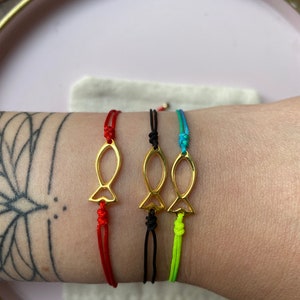 925 Sterling Silver Fish Bracelet,adjustable Red String Bracelet,luck ...