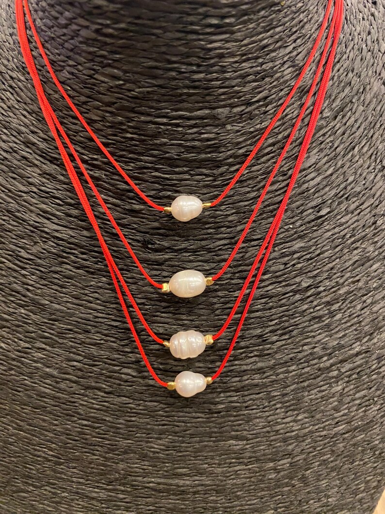 925 Red String Necklace, Fresh Water Pearl Necklace, Protection Jewelry ...