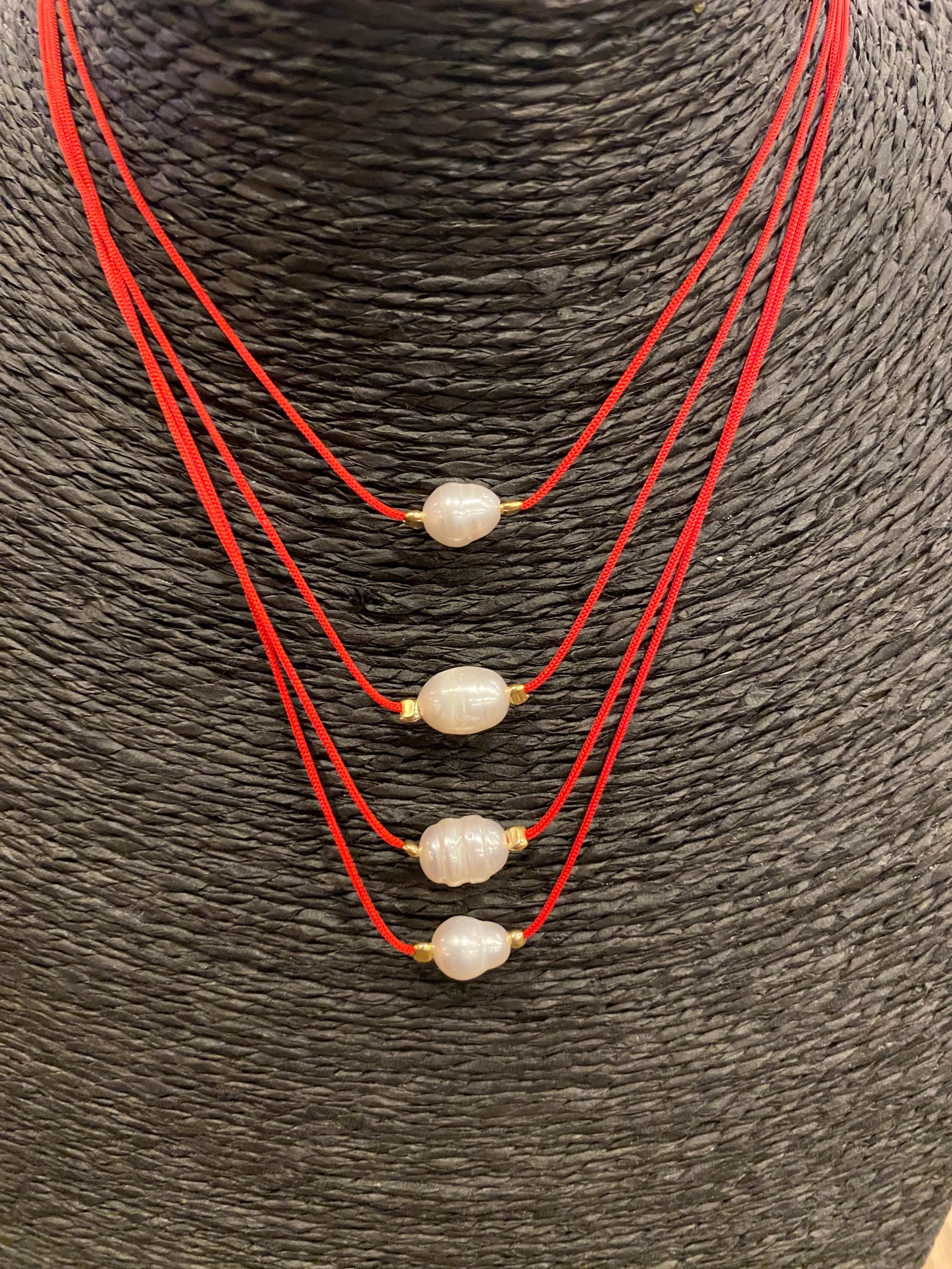 925 Red String Necklace, Fresh Water Pearl Necklace, Protection Jewelry ...