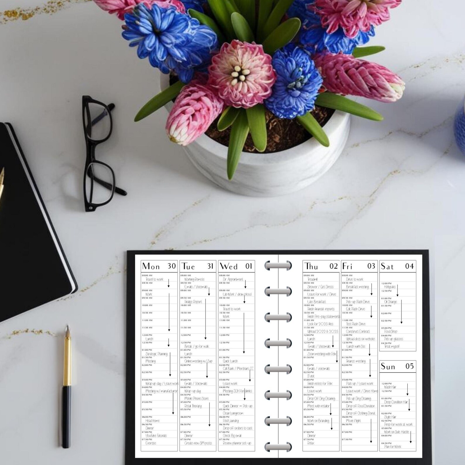 2025 Dated Digital PDF Downloadable Planner Half Letter Hourly Layout ...