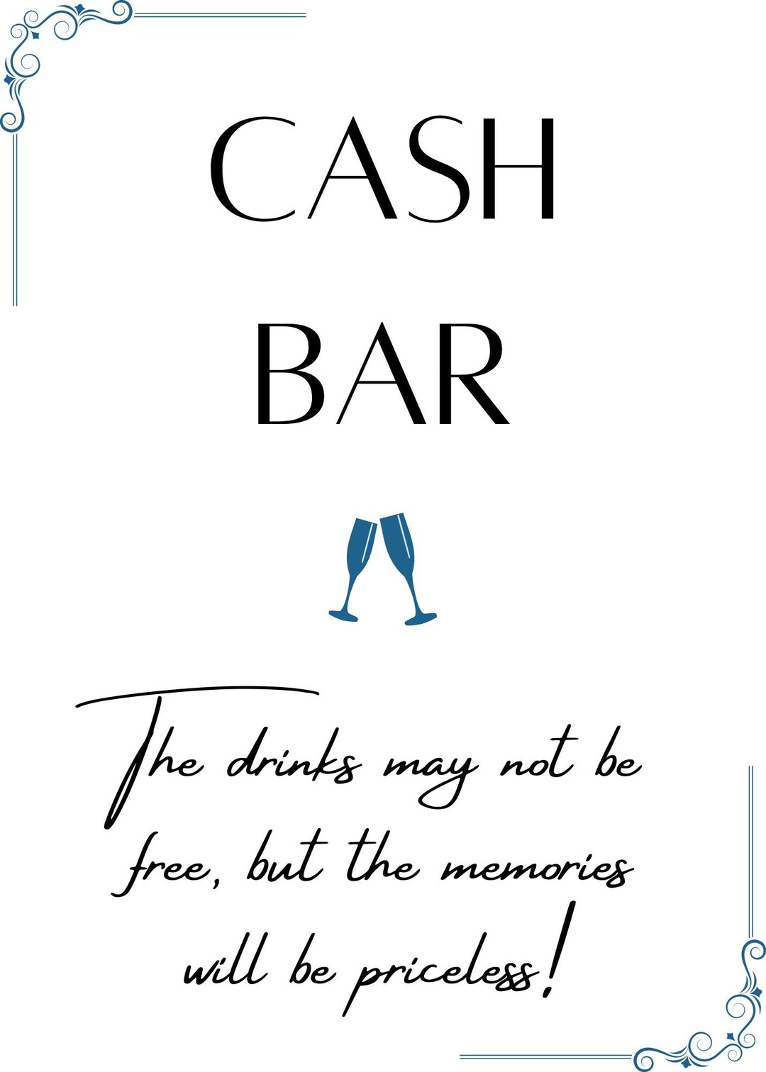 Wedding Sign Template for Cash Bar - Etsy