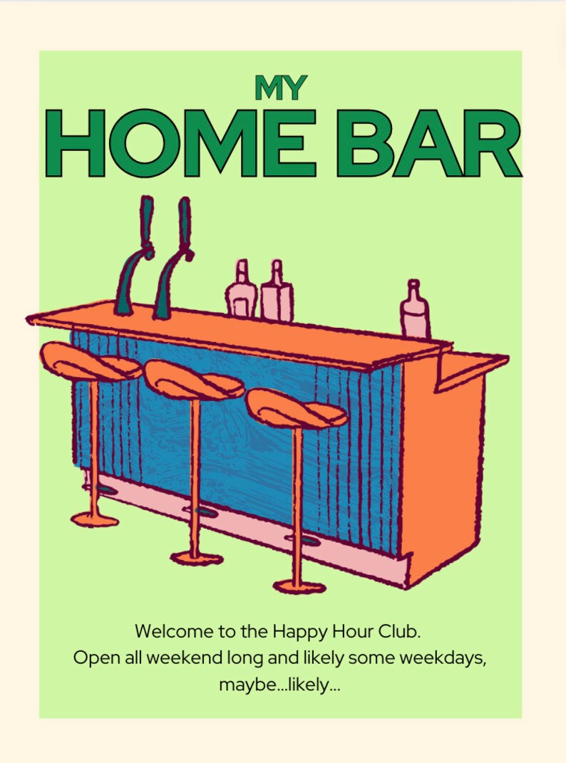 My Home Bar Digital Download Cocktail Poster - Etsy
