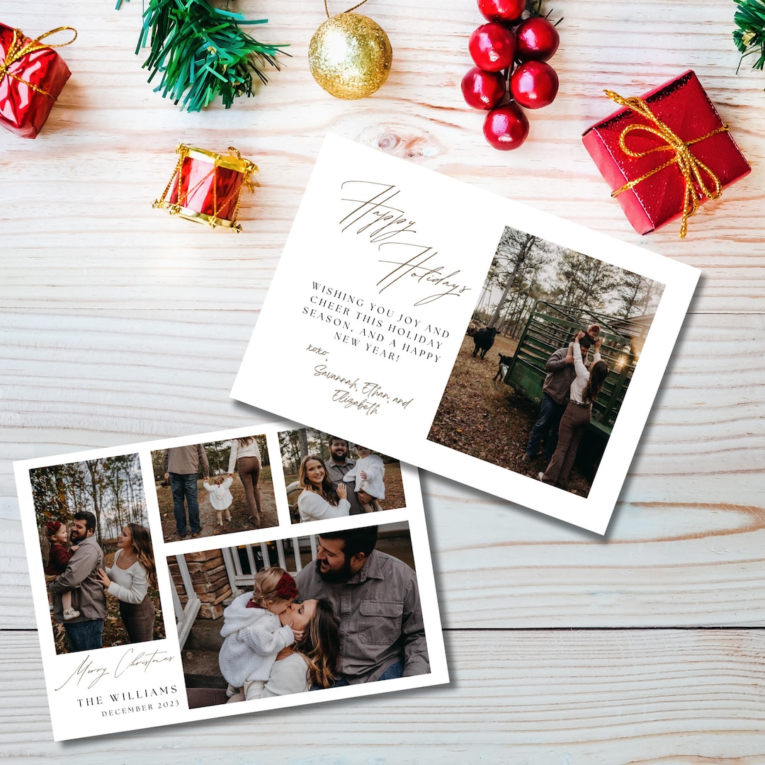 Holiday Card Collage Family Photo Merry Christmas Digital Template ...