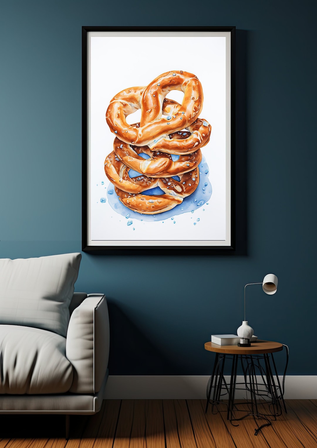 Pretzel Art Print Pretzel Poster Watercolour Pastel Poster Brunch ...