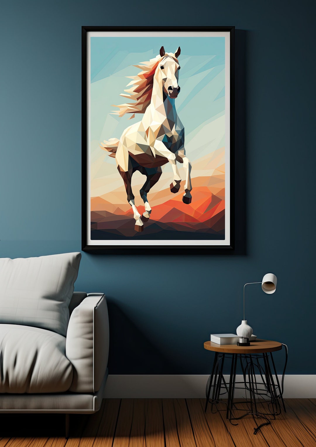 Horse Print Low Poly Wall Art Animal Print Decor Horse Artwork Horse ...