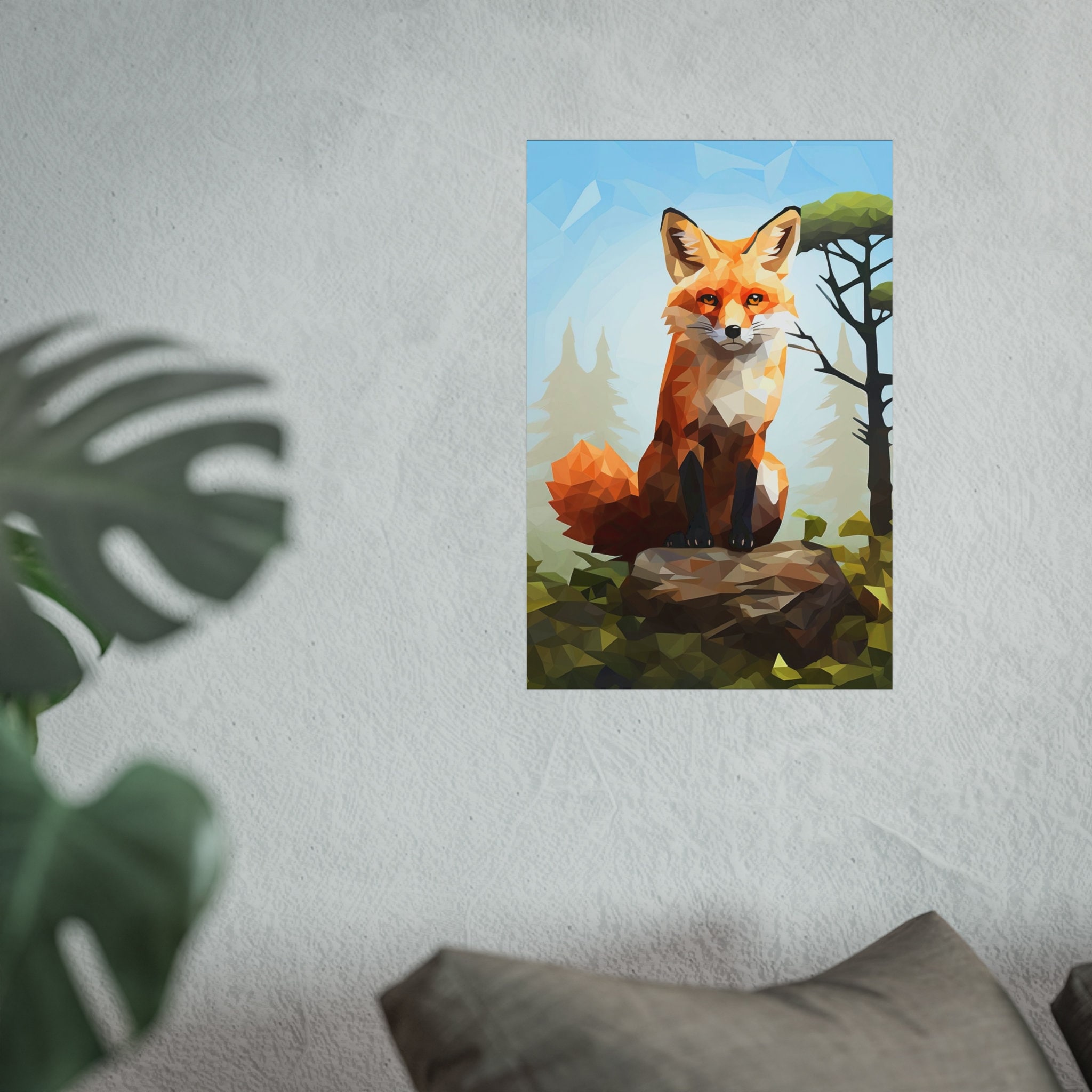 Fox Print Low Poly Wall Art Animal Print Wall Decor Fox - Etsy