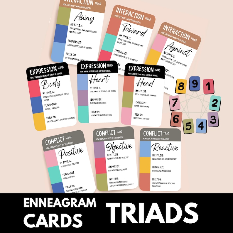 Enneagram Cards, Triads, Enneagram Centers, Enneagram Coaching Tools - Etsy