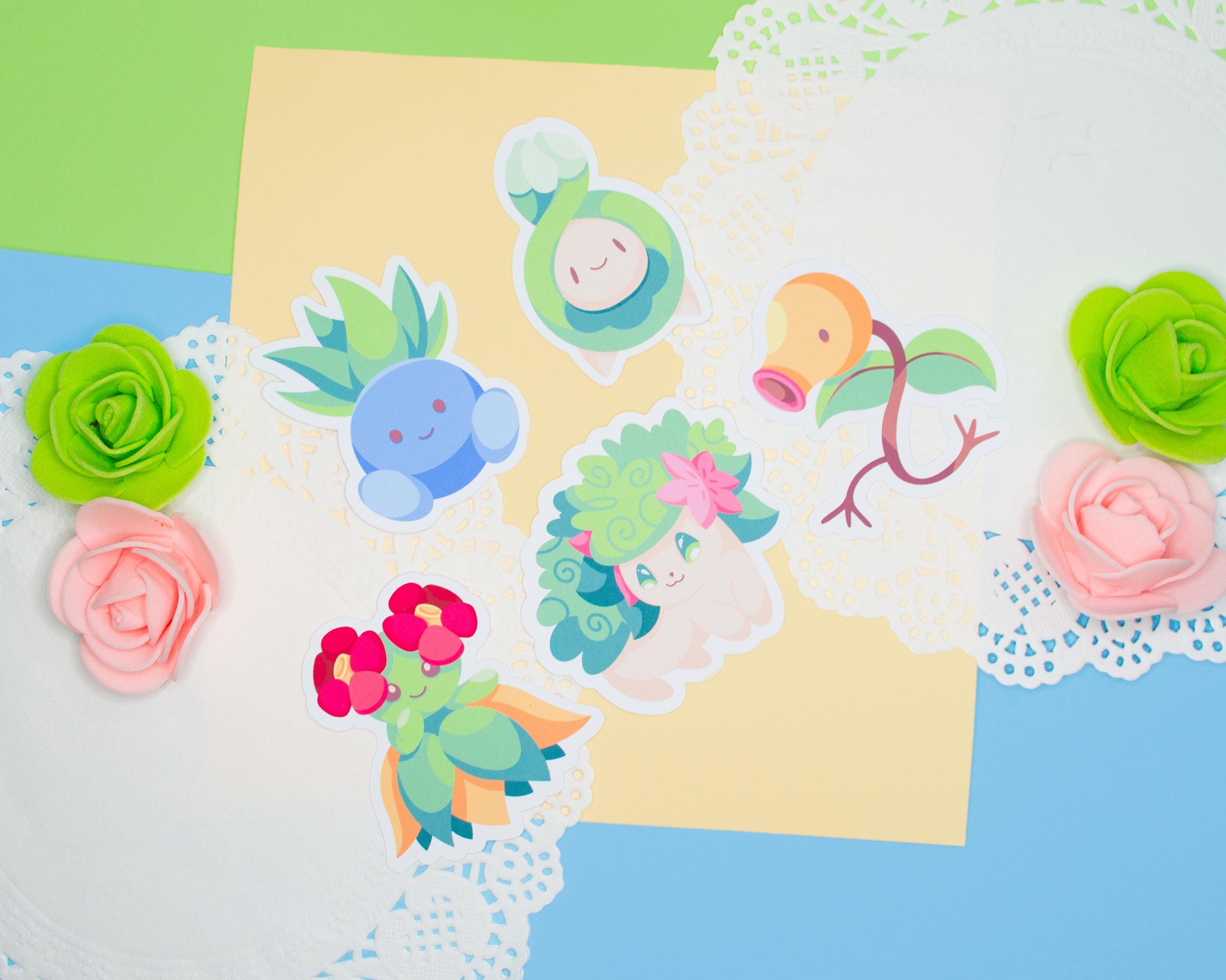 Grass Character Sticker Pack | Die Cut Vinyl Sticker | Pokemon Stickers ...