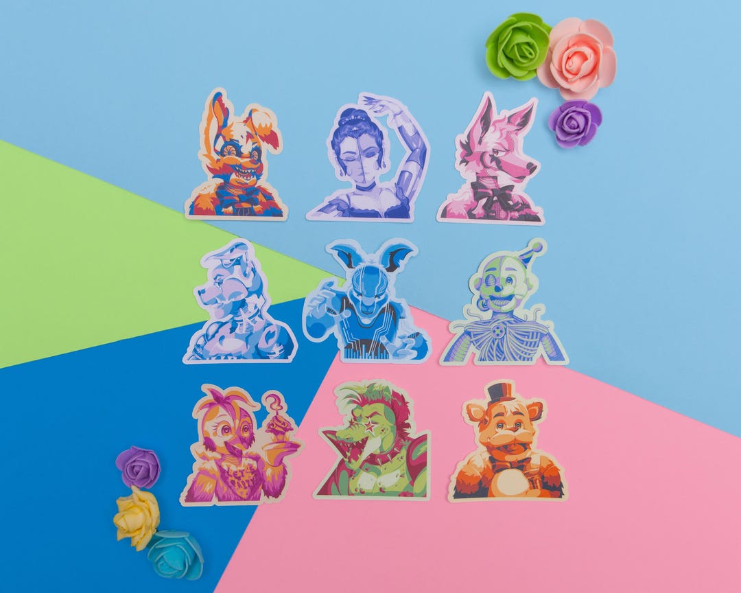 Creepy Animatronic Character Sticker Pack | Horror Game Inspired Vinyl ...