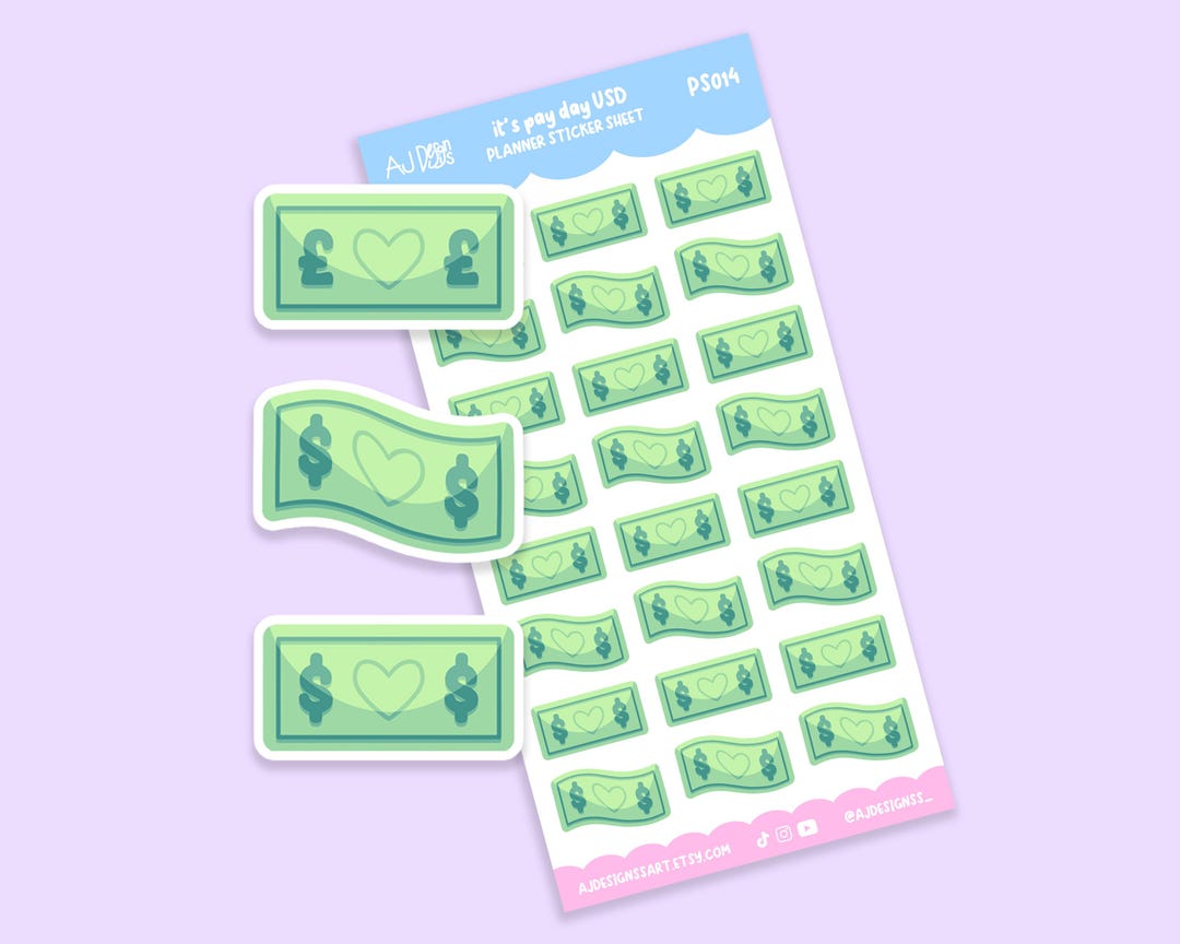Pay Day Sticker Sheet | Money Planner Stickers | Matte Vinyl Stickers ...