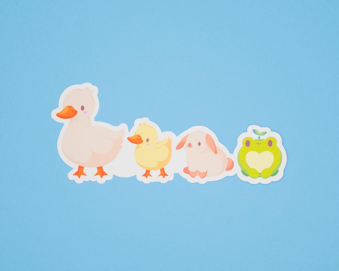 Spring Ducky and Friends Sticker | Kawaii Vinyl Sticker | Bunny and ...