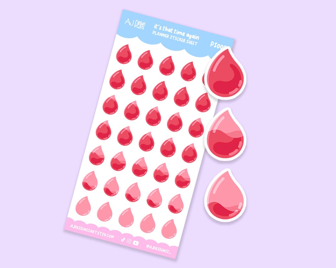 Period Sticker Sheet | Monthly Cycle Planner Stickers | Matte Vinyl ...