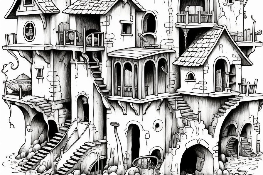 Hieronymus Bosch-inspired Chaotic Landscape Coloring Pages - Etsy