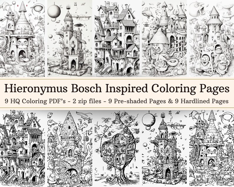 Hieronymus Bosch-inspired Chaotic Landscape Coloring Pages - Etsy