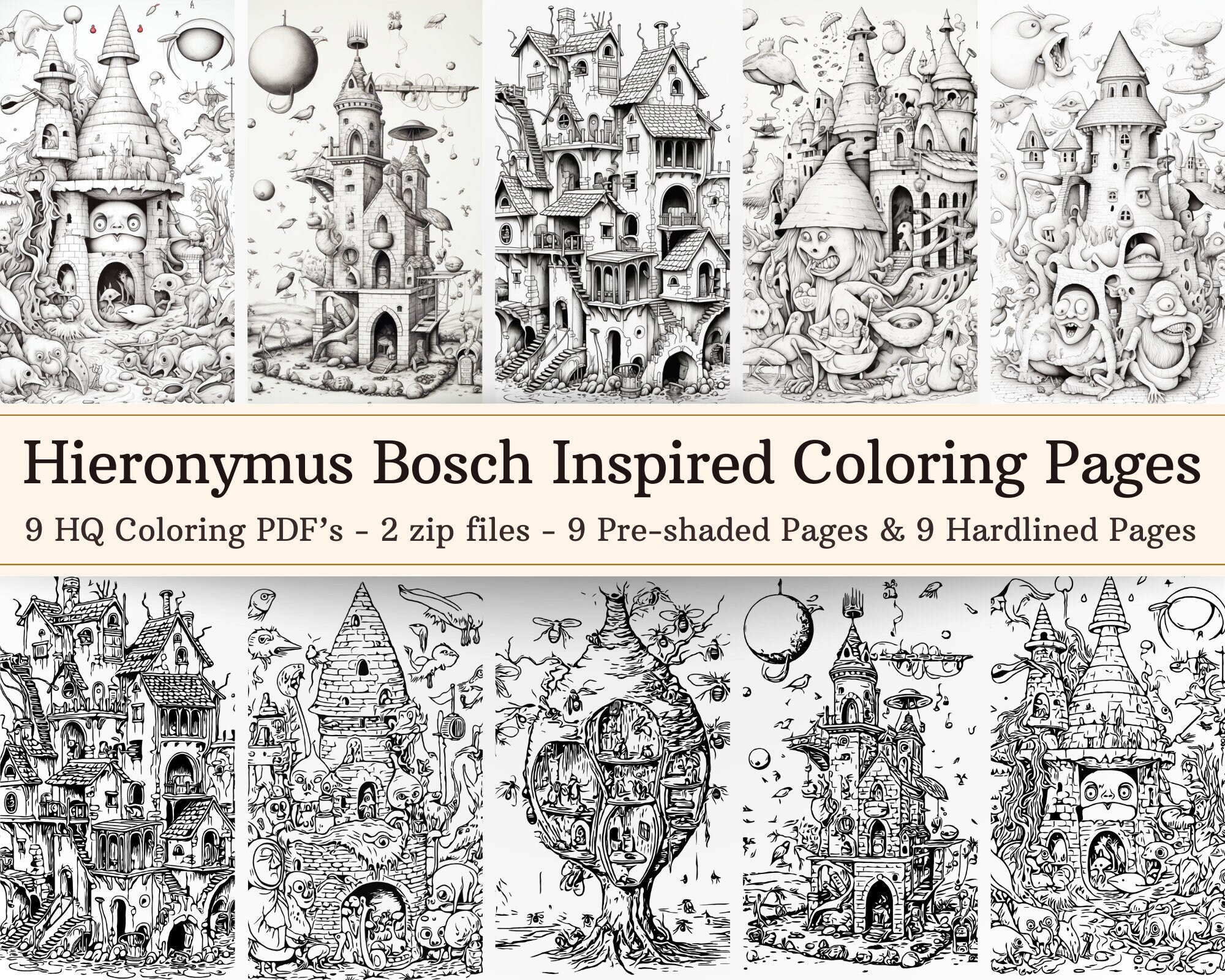 Hieronymus Bosch-inspired Chaotic Landscape Coloring Pages - Etsy