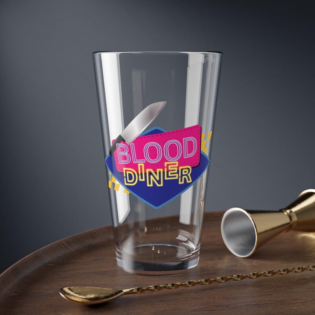 Blood Diner Movie, Retro Sign - Pint Glass, 80s Horror Glass, Horror ...