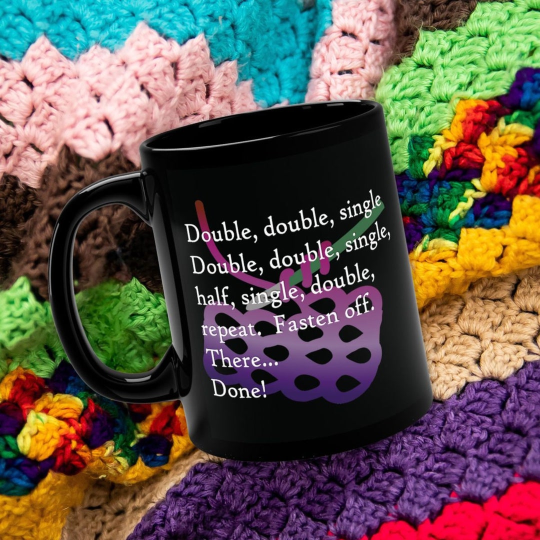 11 Oz. Black Ceramic Crocheter's Printed Mug Gift for Crochet Lover ...