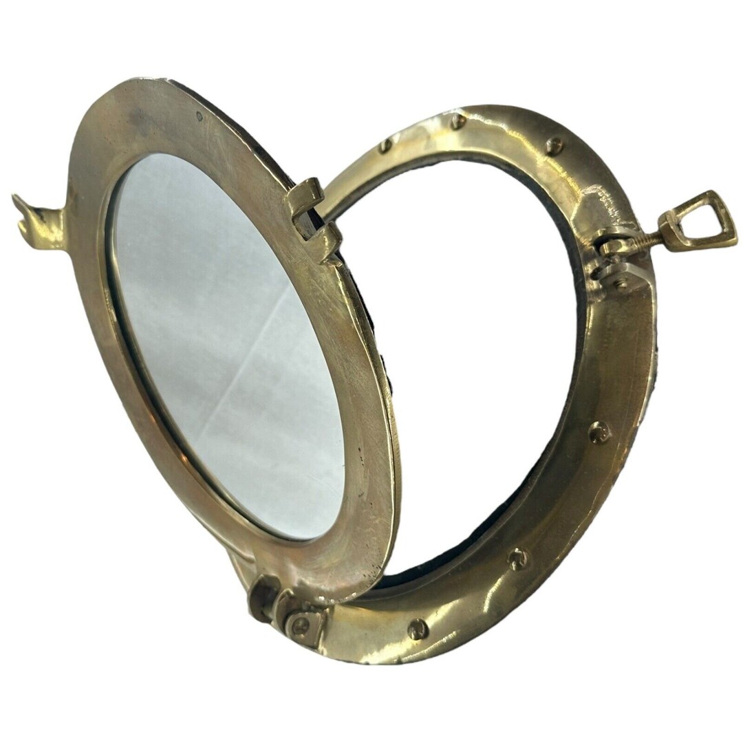 10.5 Brass Port Hole Opening Window Mirror Nautical Maritime Naval ...