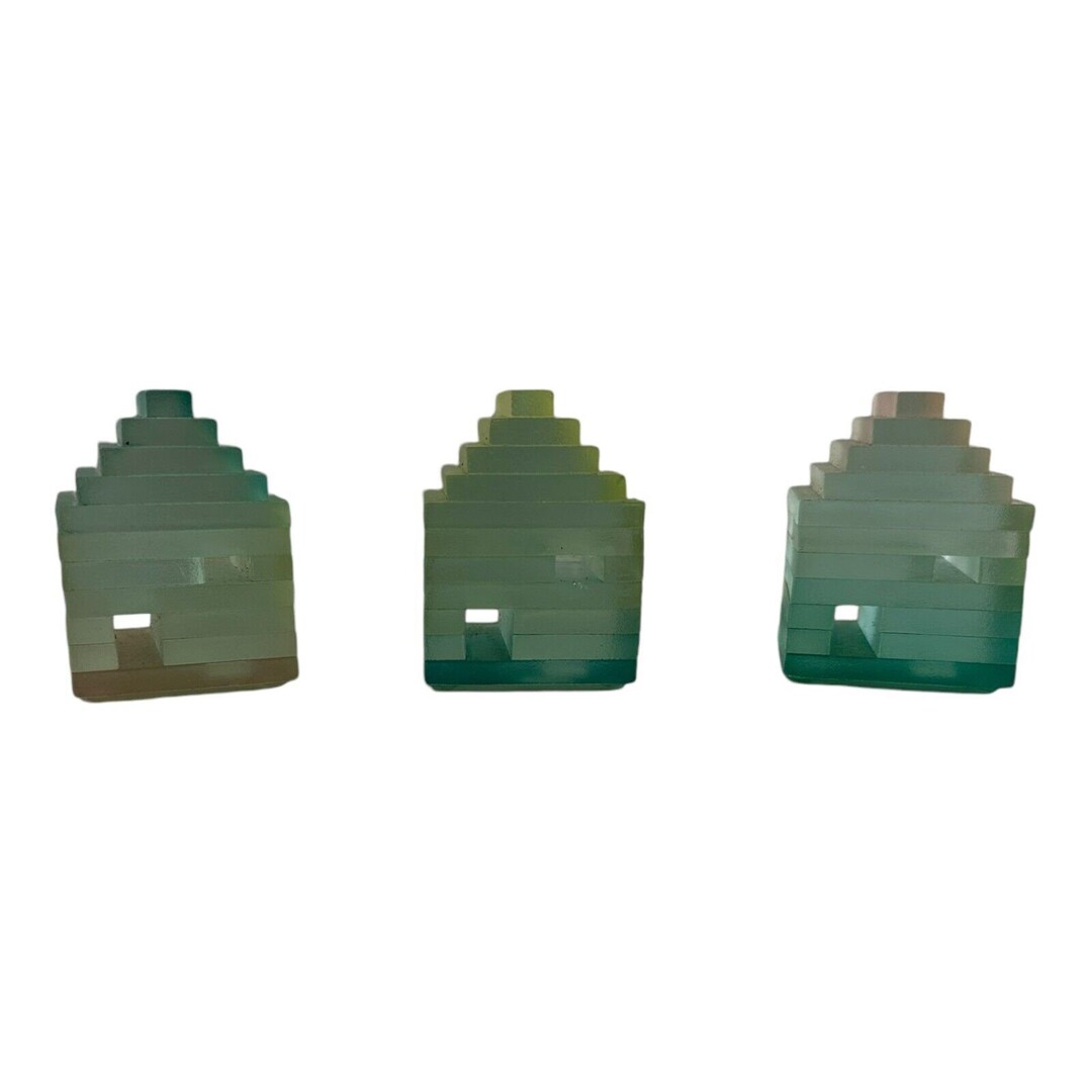 3-piece Mary Kay Simoni Stacked Glass House Art Sculpture Paperweight ...