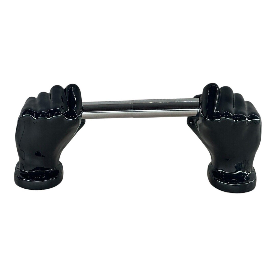 1970s Nancy Funk Ceramic Black Hands Toilet Paper Holder Chrome MCM Pop ...