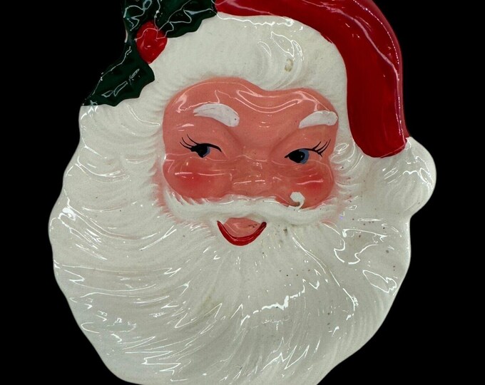 Ceramic Santa Head Wall Hanger Xmas Trinket Dish Spoon Rest Kitsch ...