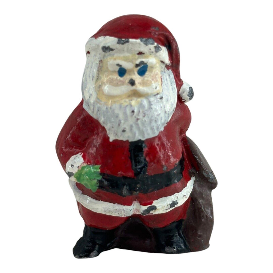 Lead Santa Claus W/ Sack Figure 3.25" Bag Figurine Sack Christmas Heavy ...
