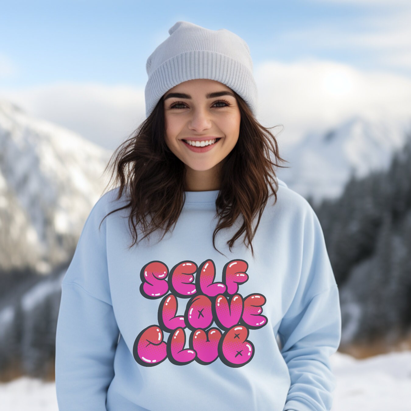 Self Love Club Neon Pink Bubble Letters Sweatshirt - Etsy