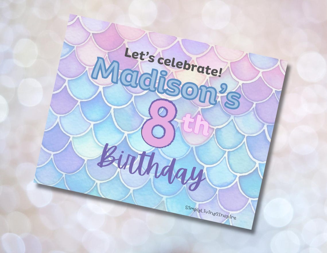 Purple Mermaid Scales Birthday Invitation - Etsy